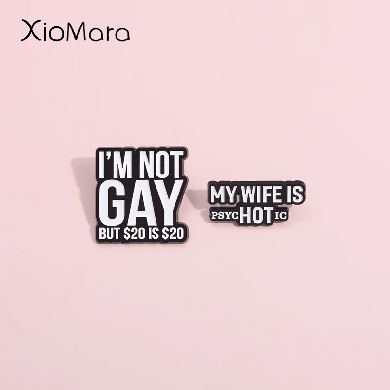 Mental-Health-Enamel-Pins-Custom-My-Wife-Is-Psychotic-Brooches-Lapel ...