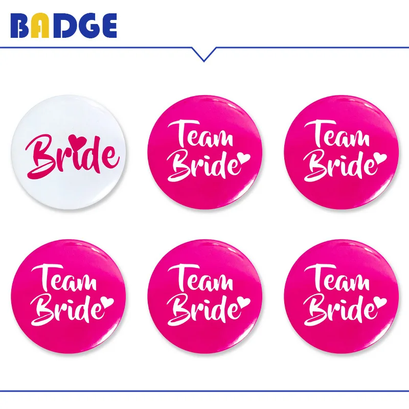 5PCS-Team-Bride-Tinplate-Soft-Button-Pin-Bule-Pink-Team-Boy-Girl-Game ...