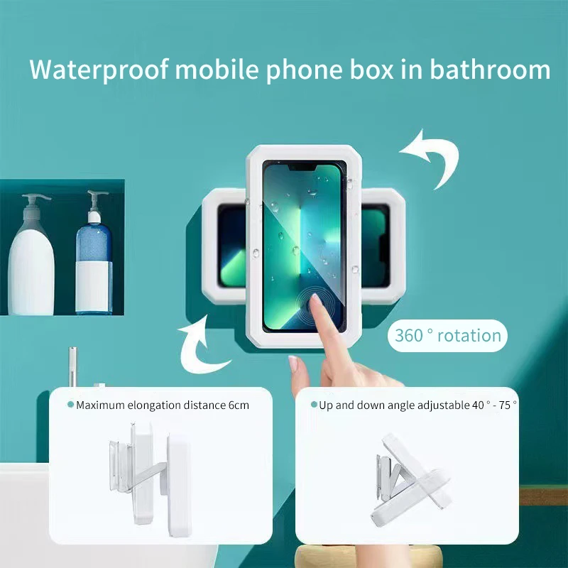 360-Rotary-Folding-Retractable-Bathroom-Waterproof-Touch-Phone-Box-Wall ...