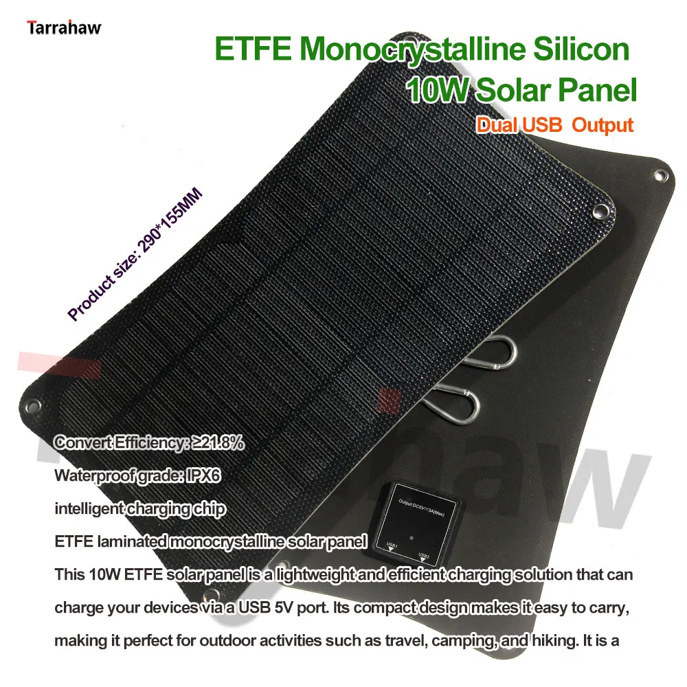 Tarrahaw-10W-ETFE-Solar-Panel-Chip-Outdoor-Travel-Backpack-Charging-Pad ...