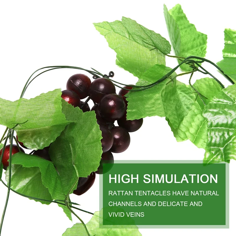 2x Artificial Grape Vine Garland Fruit for Home Garden Decoration ...