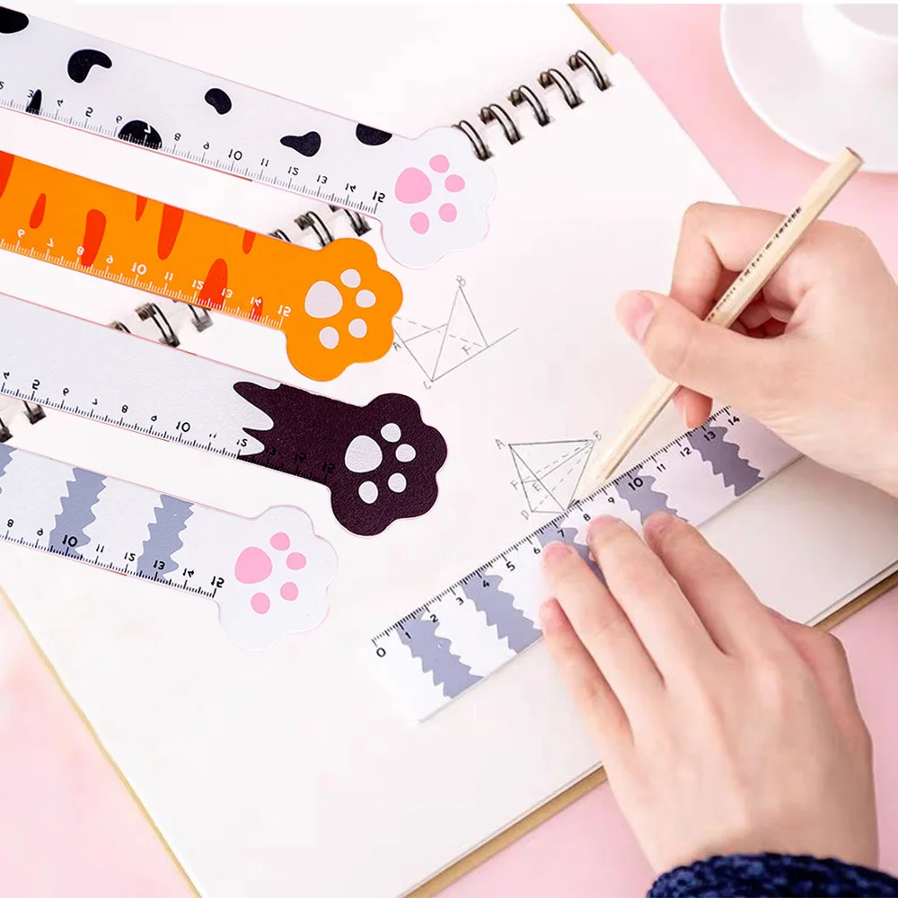 1Pcs-Cute-Cat-Paw-Straight-Rulers-Lovely-15CM-Wooden-Ruler-Drawing ...