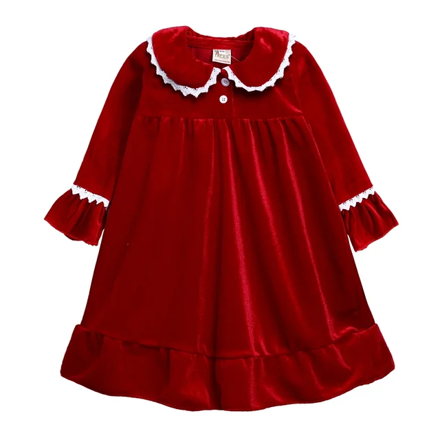 2024 Kids Teenager Robes Pyjamas Red Golden Velvet Dress Family Match ...