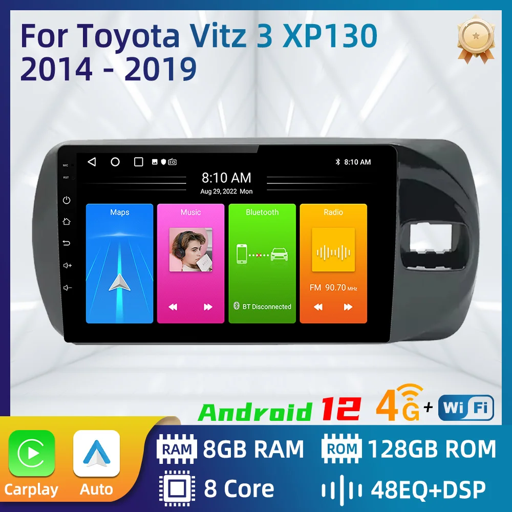 Car-Radio-for-Toyota-Vitz-3-XP130-2014-2019-2-Din-Android-Multimedia ...