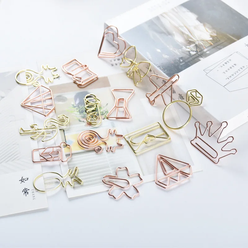 10Pcs-Lot-Creative-Paperclip-Rose-Gold-Metal-Paper-Clip-Decorative ...