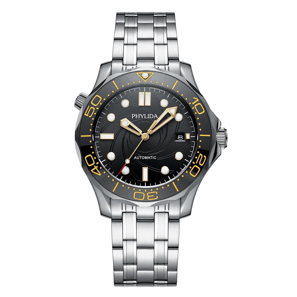 Phylida 20bar 200m Water Resistant Black Dial Miyota Automatic Watch ...