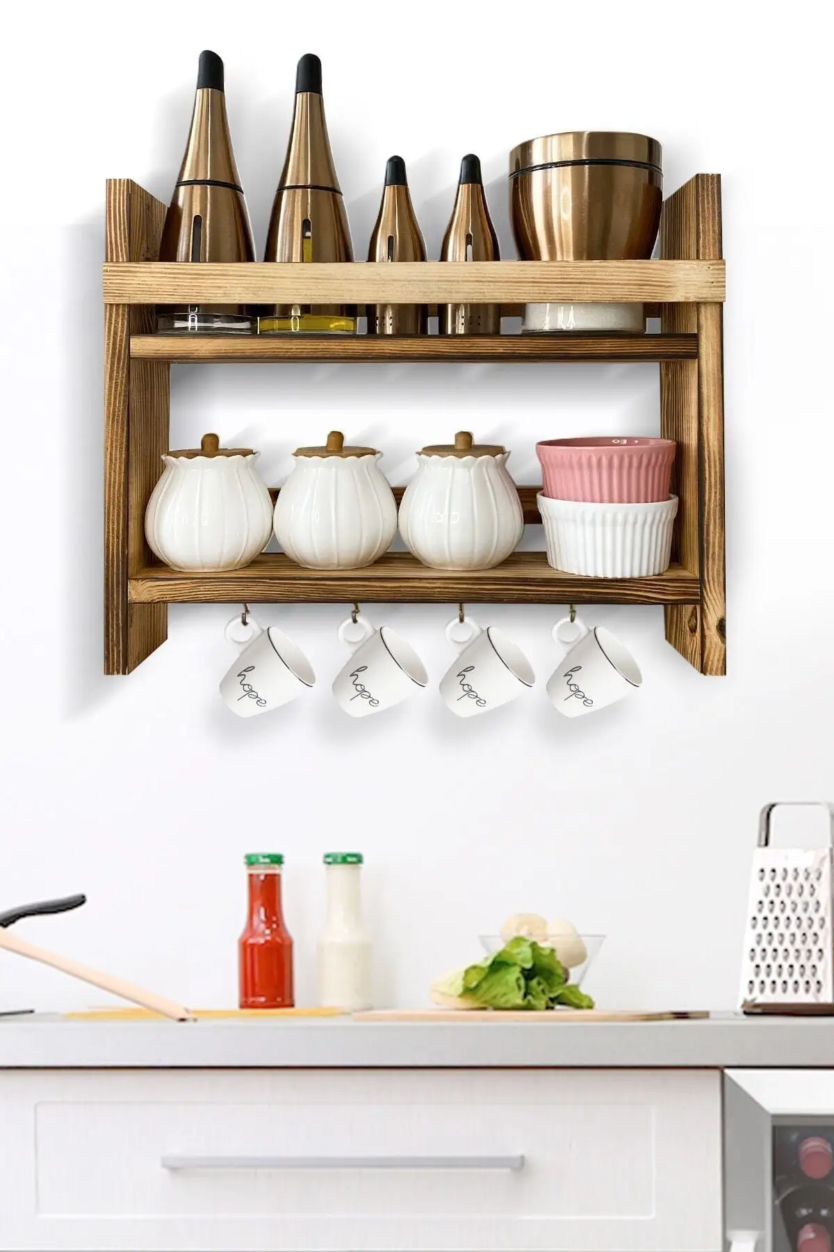 Wooden-Decorative-Kitchen-Shelf-Spice-Cup-Holder-Organizer-Home ...