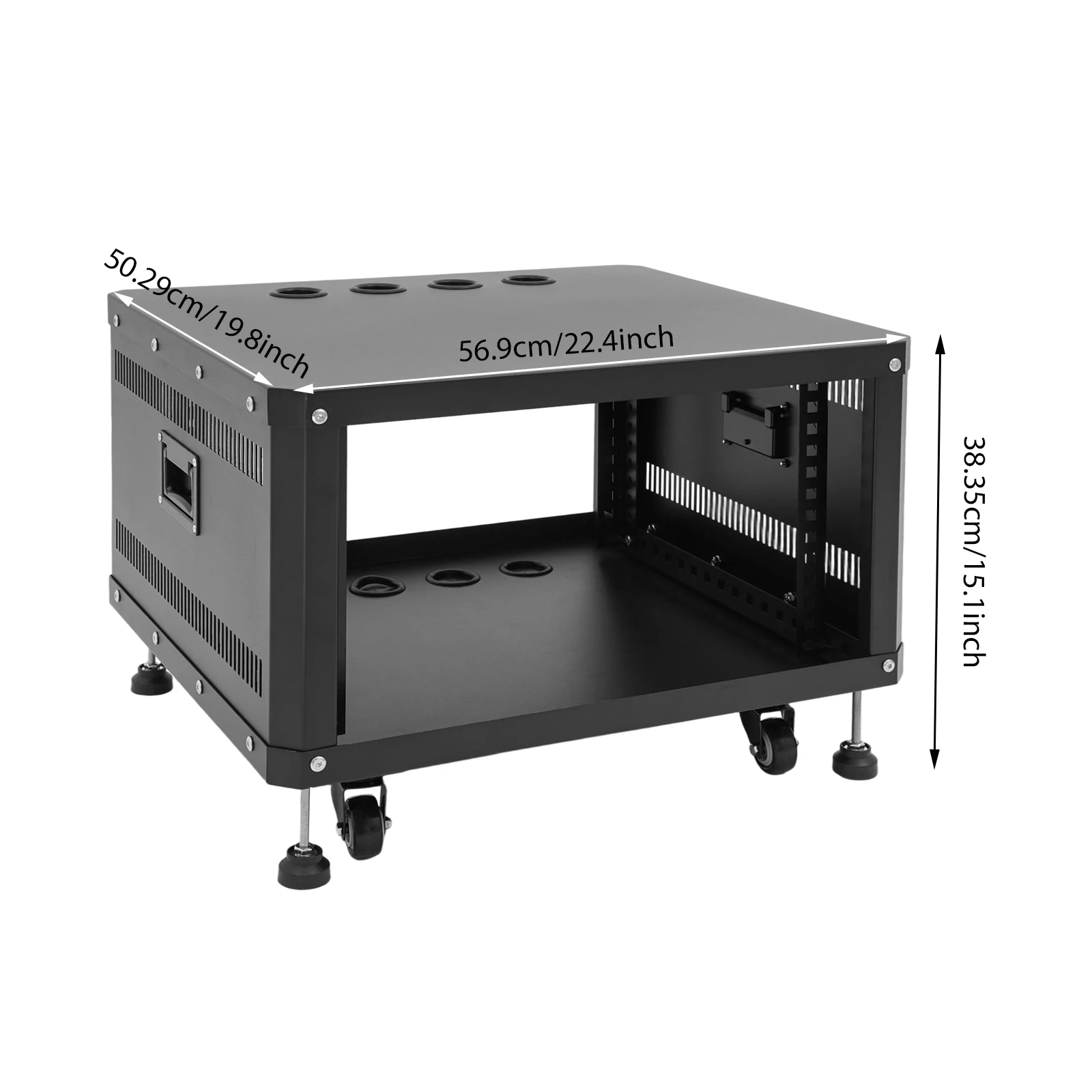 6U Black Audio Rack, Studio Rack with 4 Wheels, Audio Rack with Wheels ...