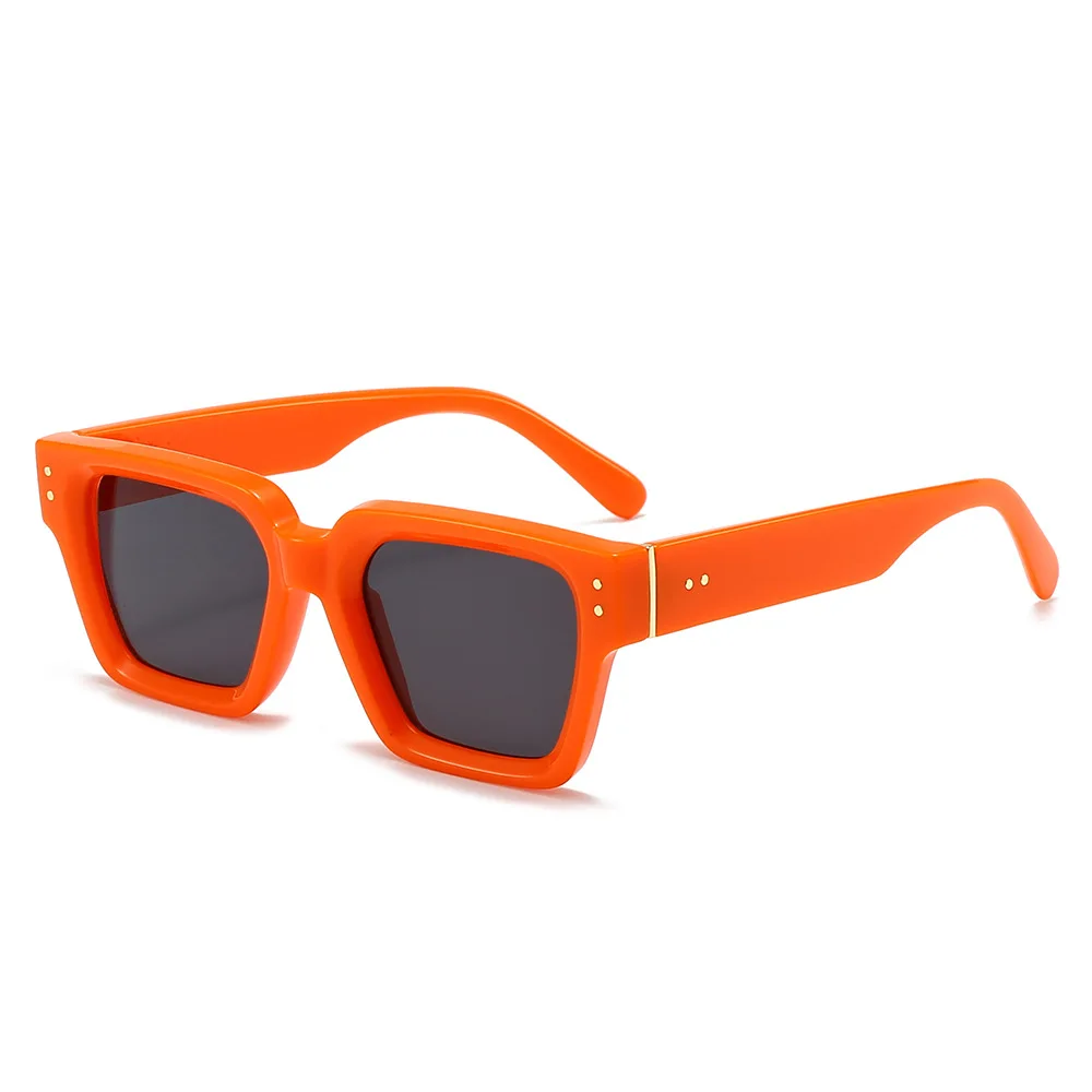 Trendy Orange Square Thick Frame Sunglasses Women sunglass men Stylish ...