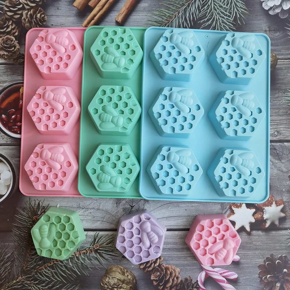 Silicone-Hexagonal-Bee-Soap-Mold-for-Handmade-DIY-Clay-Wax-Sheets-Easy ...