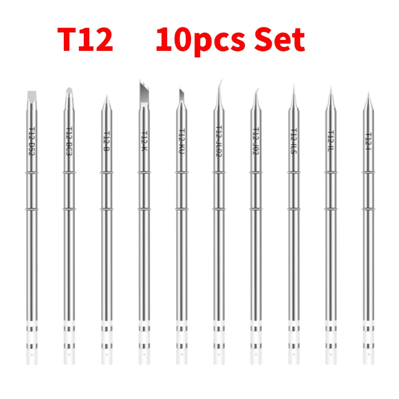10pcs T12 Set Soldering Iron Tips Various Models T12-K KU ILS J02 JL02 ...
