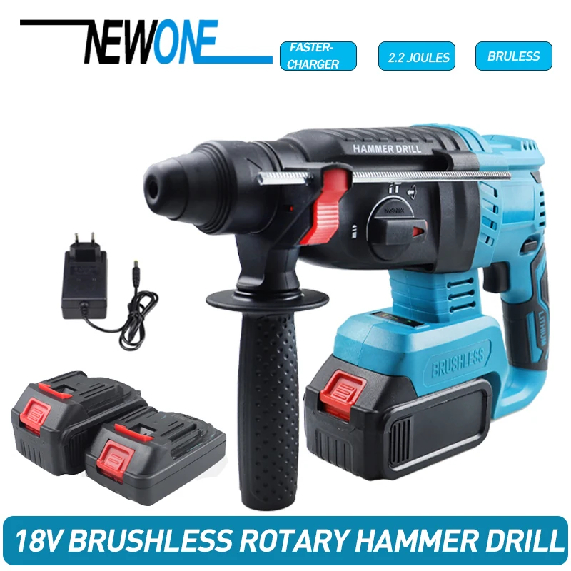 NEWONE-Brushless-Cordless-Rotary-Hammer-Drill-Fast-Charger-2-2-Joules-Electric-Hammer-Impact ...