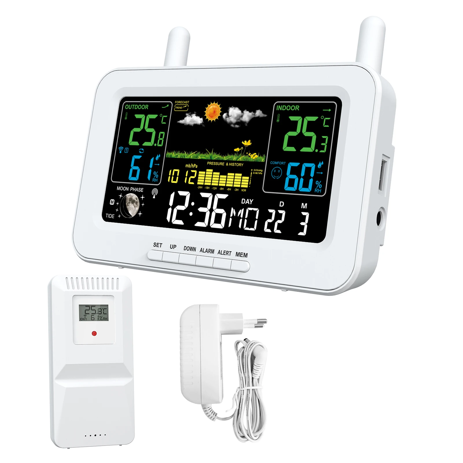 Color-Screen-Smart-Weather-Station-USB-Output-Temperature-Humidity ...