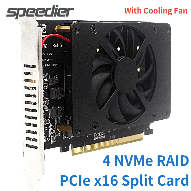 4 conjuntos nvme raid pci e 4.0 x16 dividir cartão PCI EX16 4 portas ...
