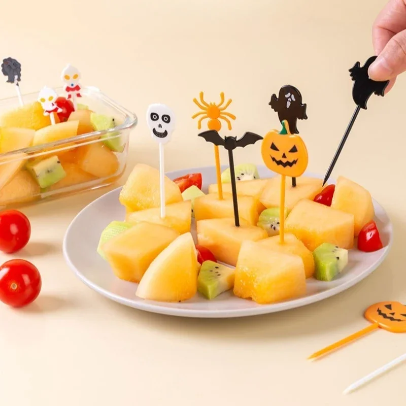 10/20PCS Plastic Halloween Toothpicks Mixed style Ghost Bat Spider ...