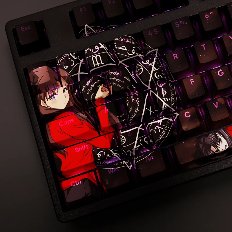 108Keys-Set-Fate-Stay-Night-Tohsaka-Rin-PBT-Keycaps-Anime-Games-Beauty ...