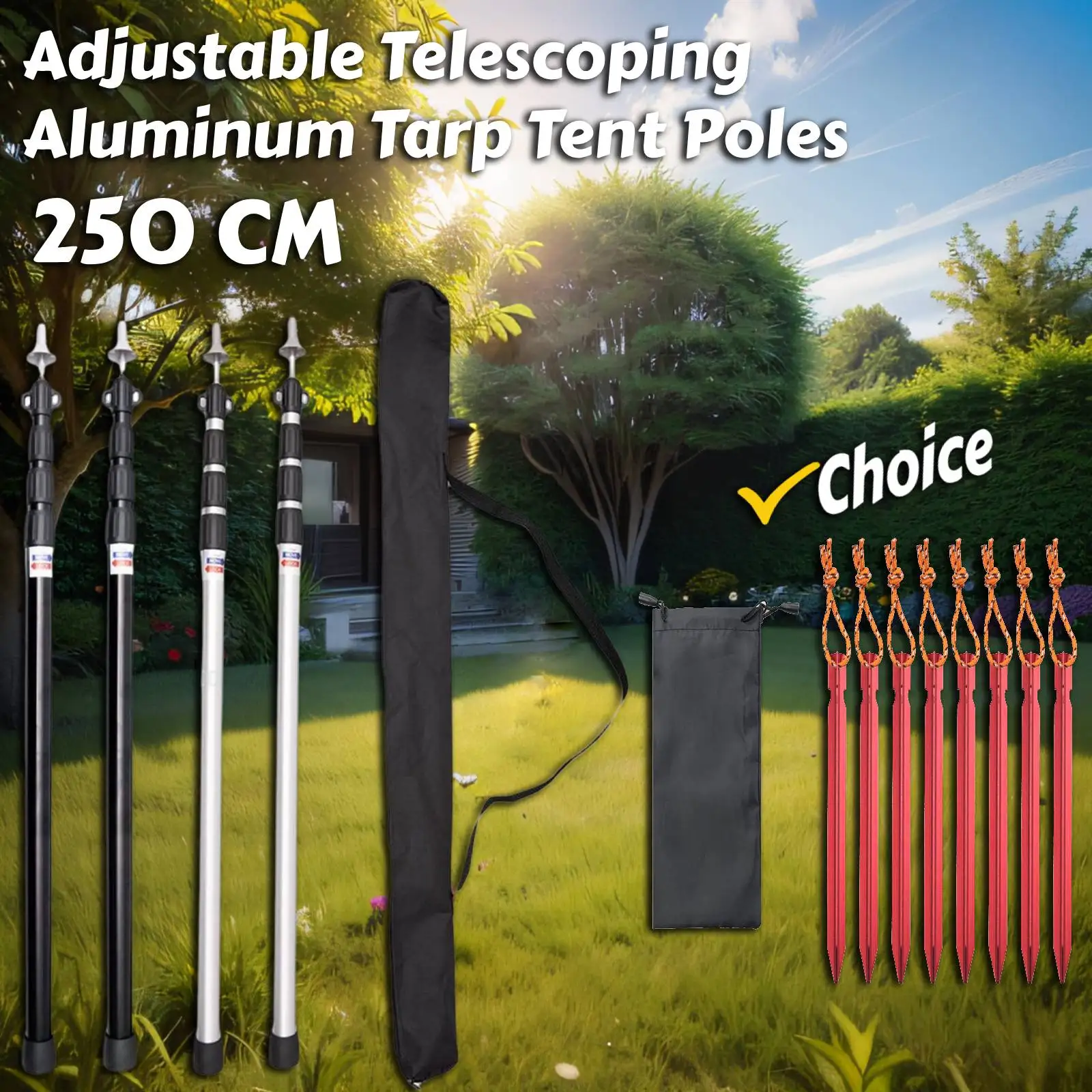 2Pcs-Telescoping-Tarp-Poles-Adjustable-Aluminum-Rods-2-8m-Camping ...