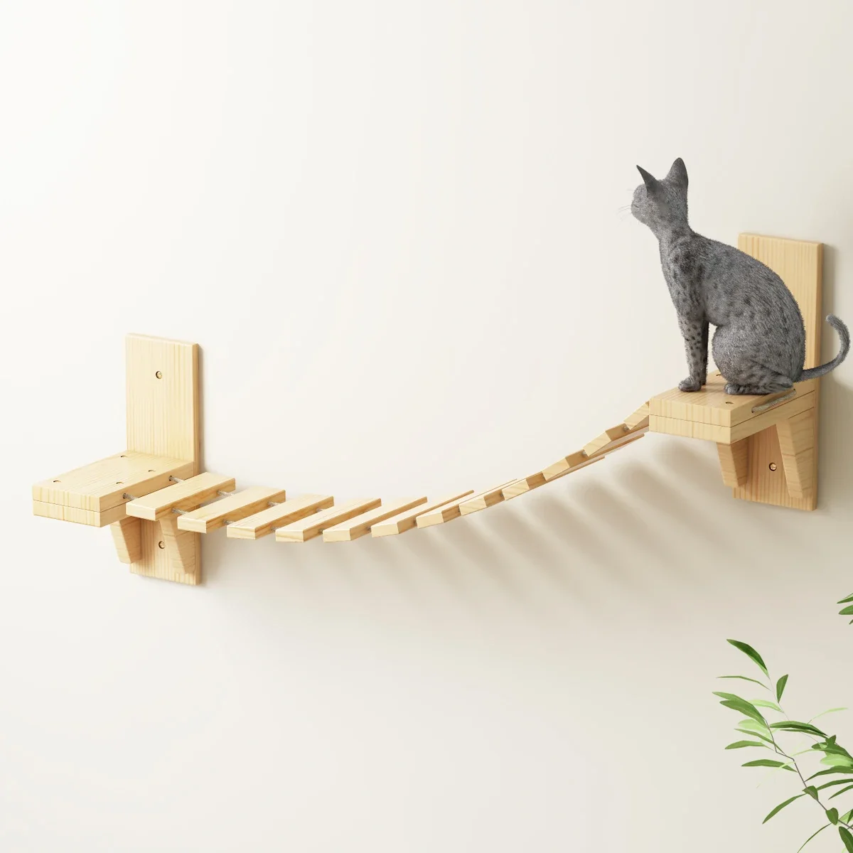 90-140CM Cat Bridge Wall Mounted Sisal Rope Cat Climbing Frame Scratch ...