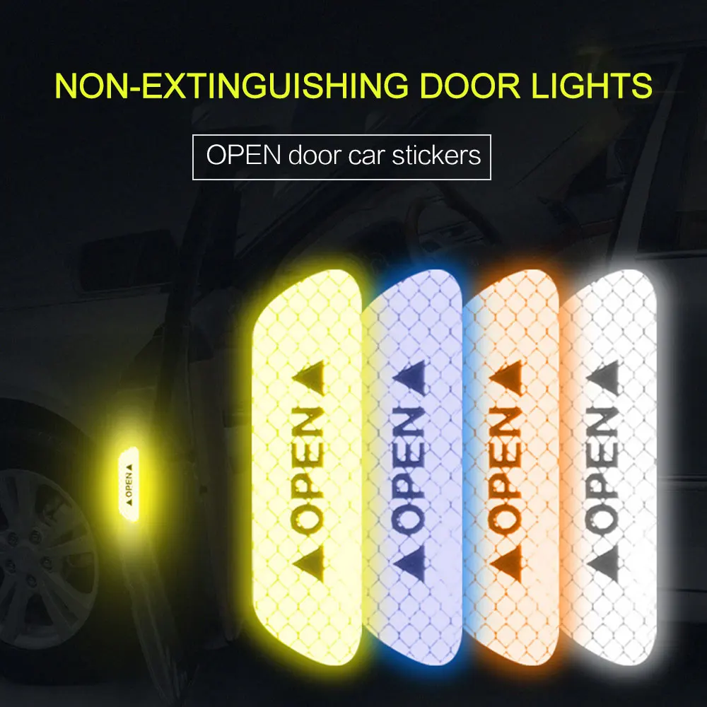 4pcs-Reflective-Car-Door-Sticker-Safety-Opening-Warning-Reflector-Tape ...