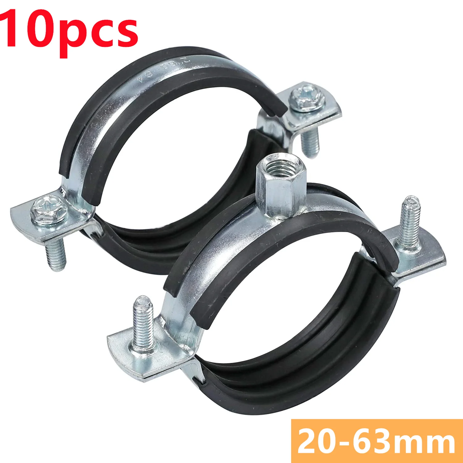 10Pc-20-63mm-M8-M10-Female-304-Stainless-Steel-Pipe-Clamp-Bracket ...