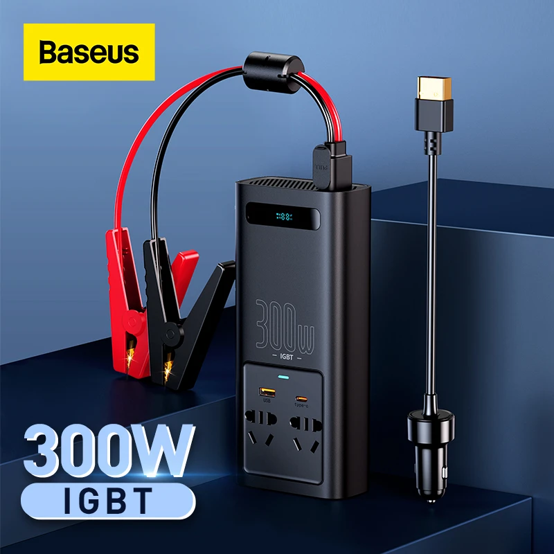 Baseus 300w Car Inverter Dc 12v To Ac 220v Digital Display Auto Power ...