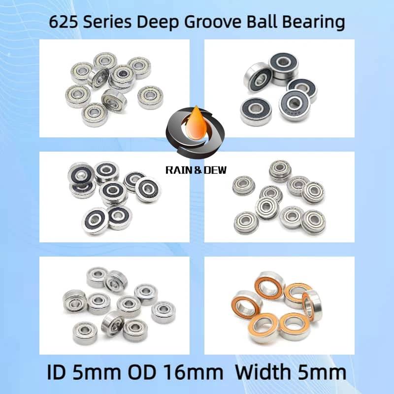 625-Serie 5 x 16 x 5 mm, inklusive Lagerstahl (625ZZ, 625RS), Flansch ...