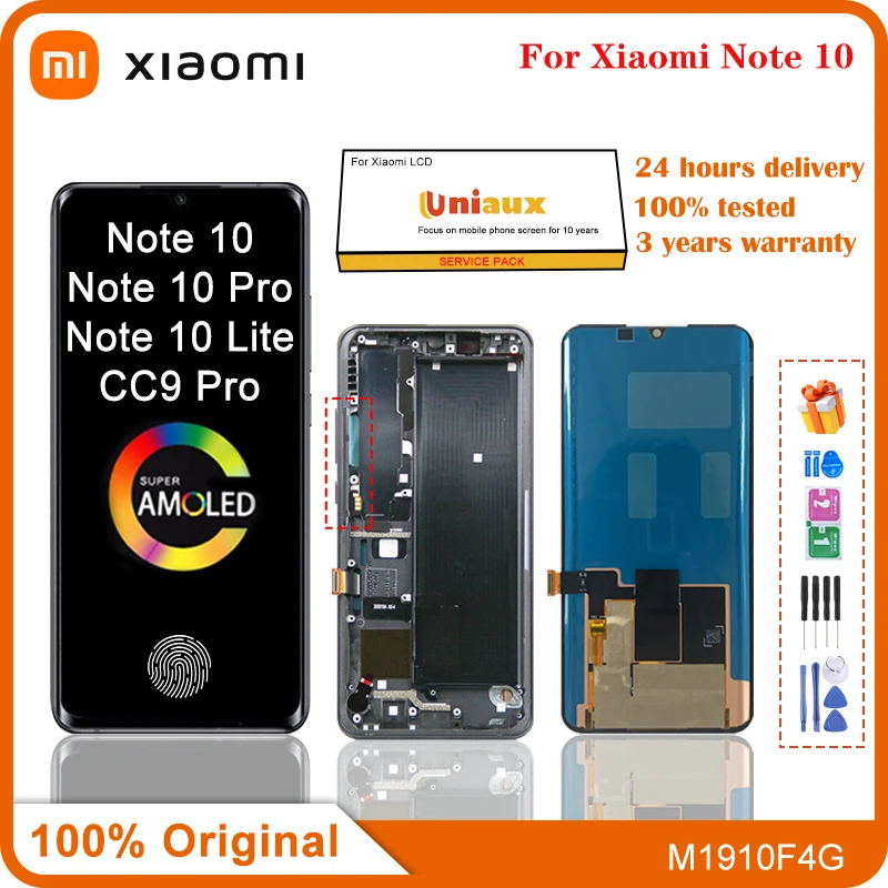 6.47" Original Amoled For Xiaomi Mi Note 10 Lcd Note10 Pro Display Touch Screen Digitizer Xiaomi ...