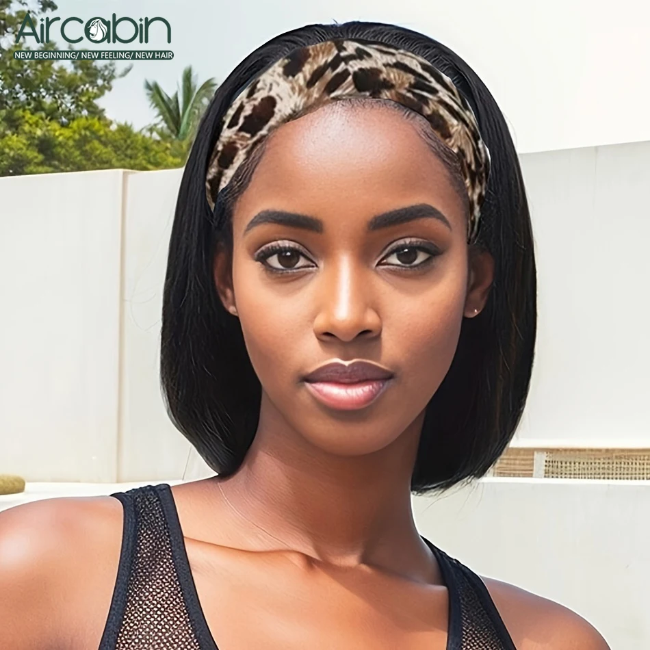 Headband-Bob-Wigs-Human-Hair-Short-Straight-Bobo-Wigs-for-Women-Full ...