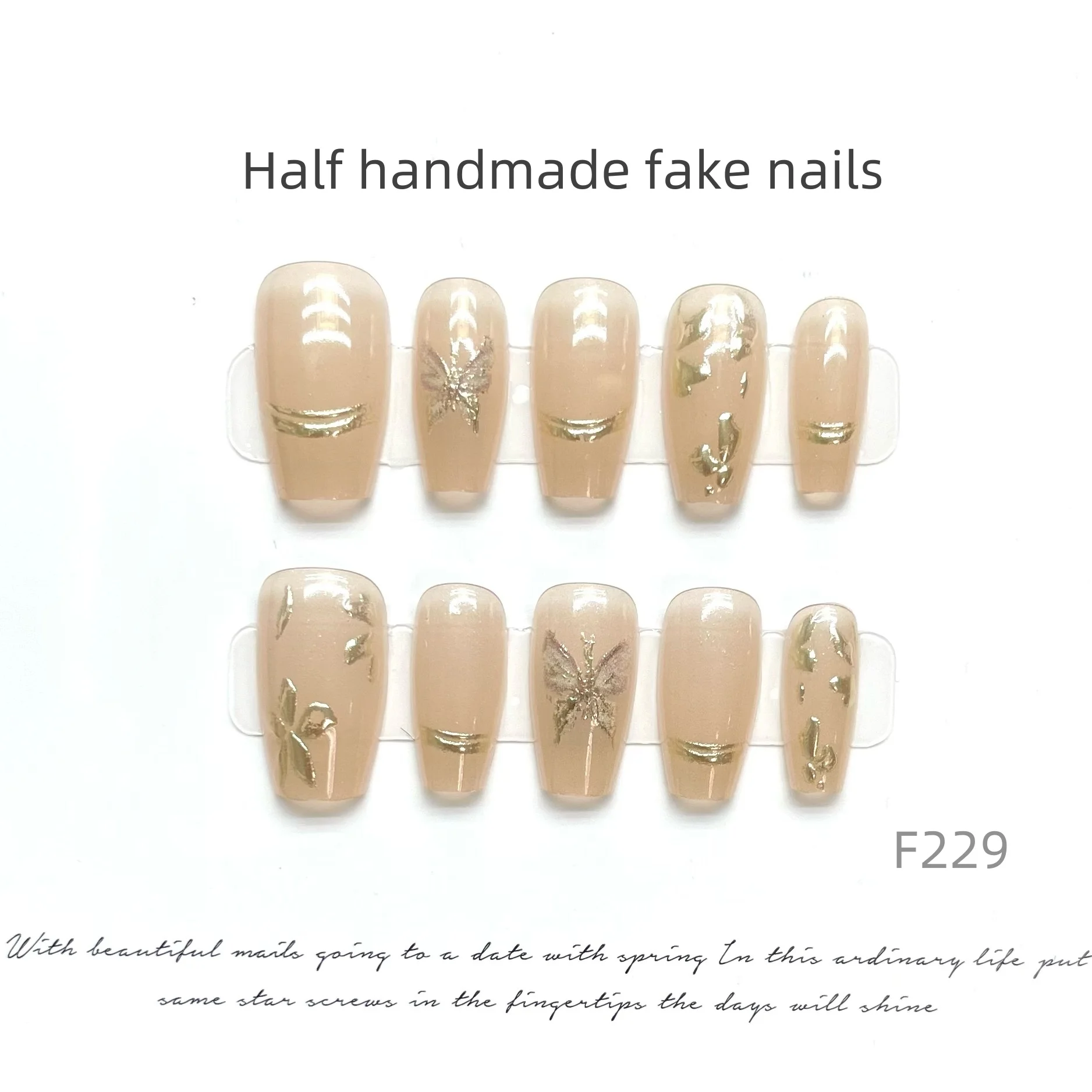 10-pcs-Half-handmade-fake-nails-pure-color-cuteness-Simple-and ...