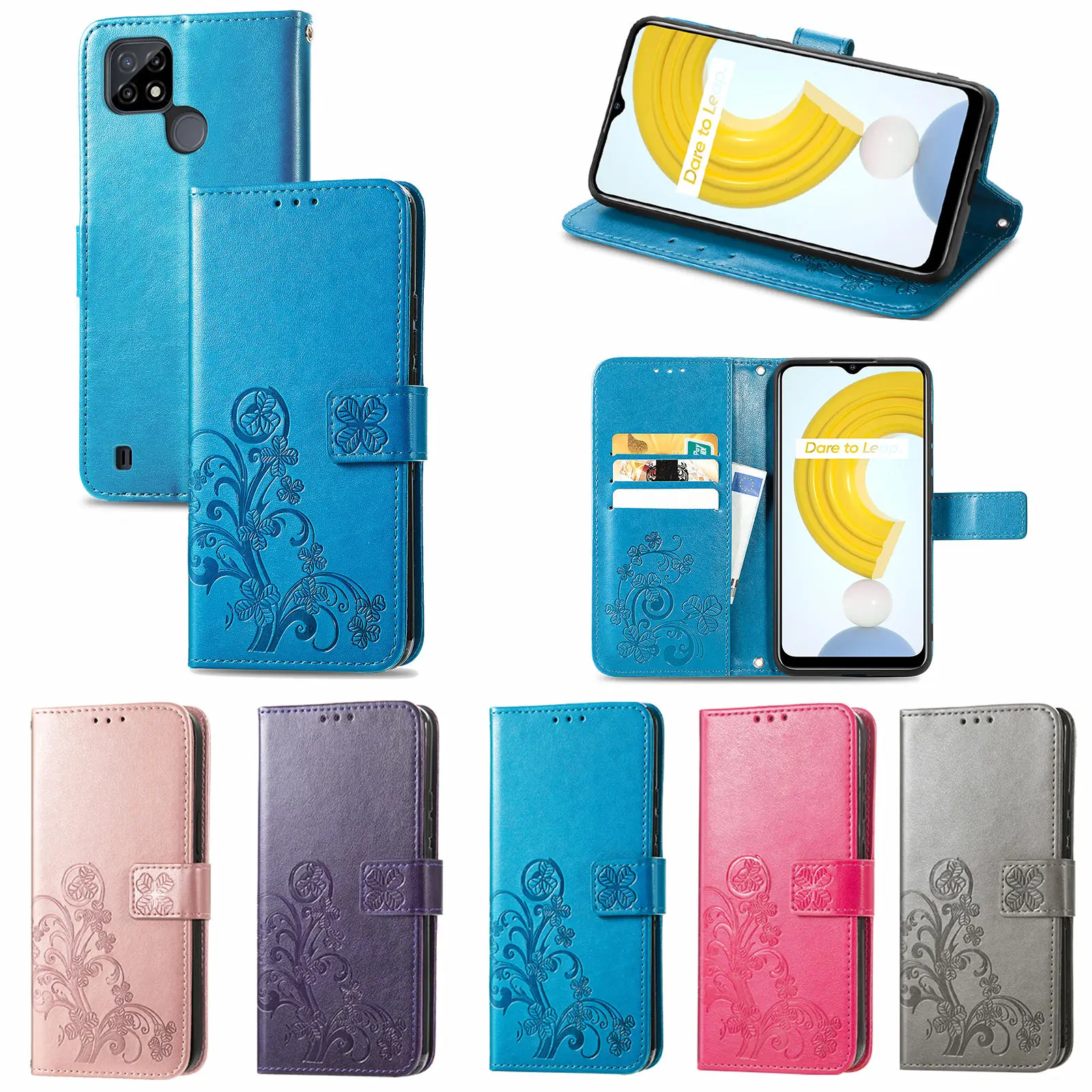 Sculpture-Emboss-Leather-Case-for-OPPO-Realme-C21-6-5in-2021-Cover-Flip ...