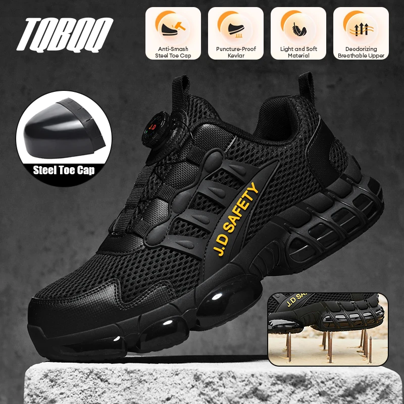 Men's J.D SAFETY Work Shoes with Rotating Buckle Anti-Smash Anti ...