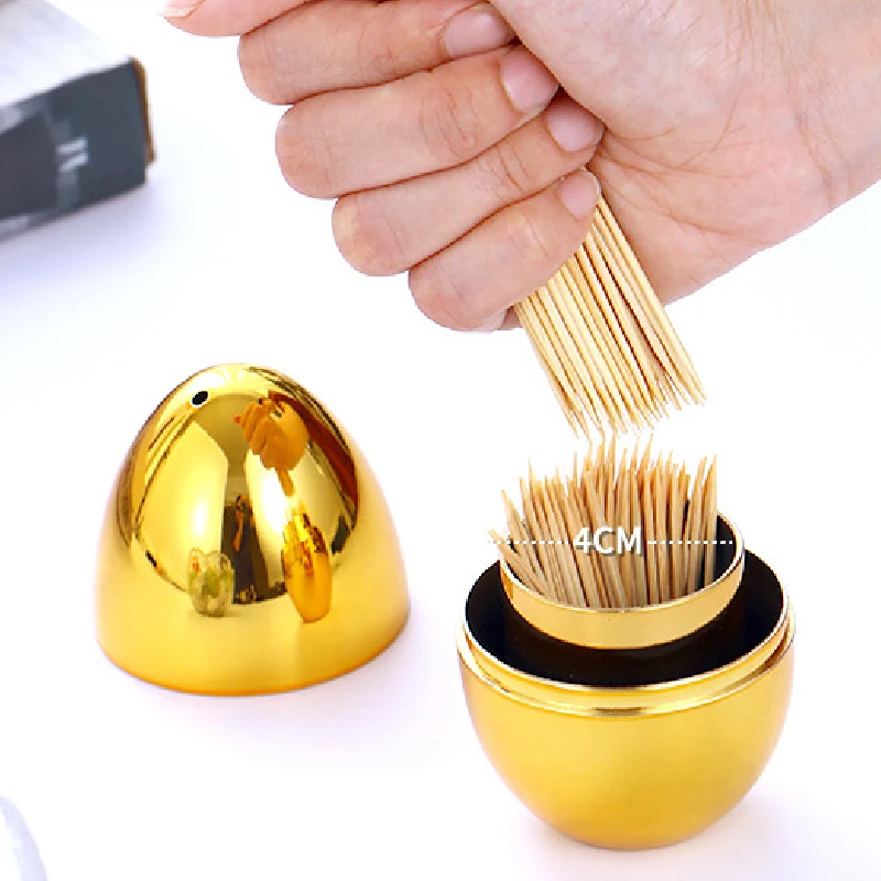 Creative-Egg-shaped-Toothpick-Jar-Electroplating-Plastic-Gold-and ...