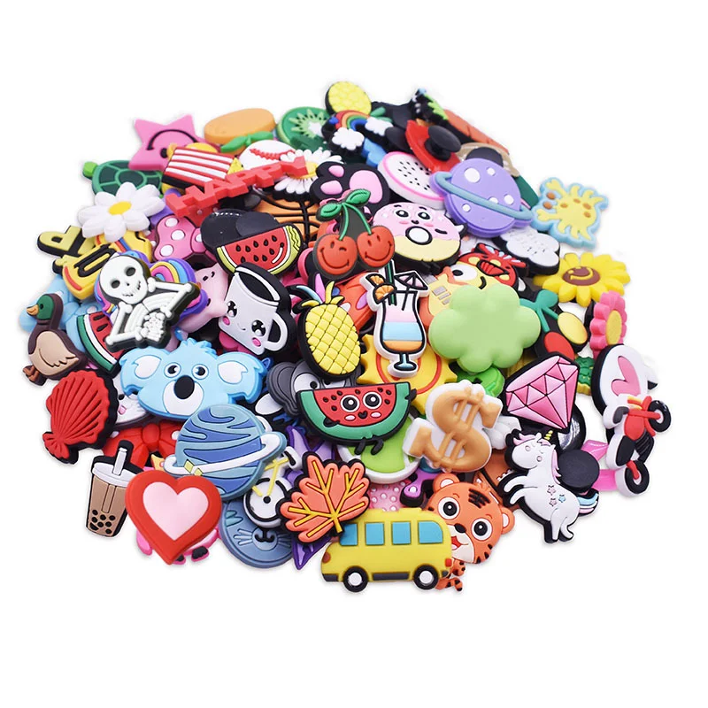 100pcs-Random-Shoe-Charms-for-Crocs-Plant-Flower-Food-Fruit-Animal ...