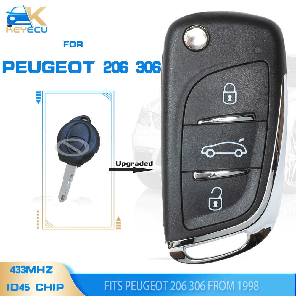 KEYECU-434MHz-ID45-Chip-Upgraded-Flip-Remote-Control-Car-Key-Fob-for ...
