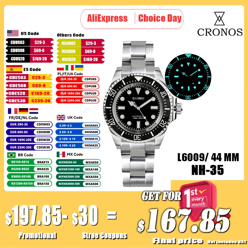 Cronos-Automatic-Diving-Watch-Stainless-Steel-2000-Meters-Water ...