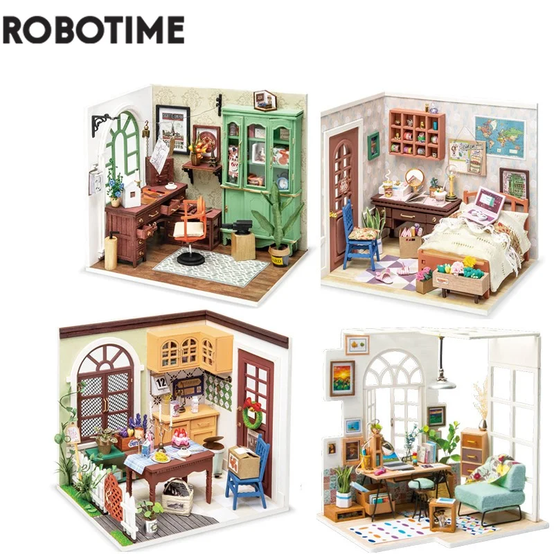 Robotime Diy Studio Bedroom Dining Room House With Furniture Children ...