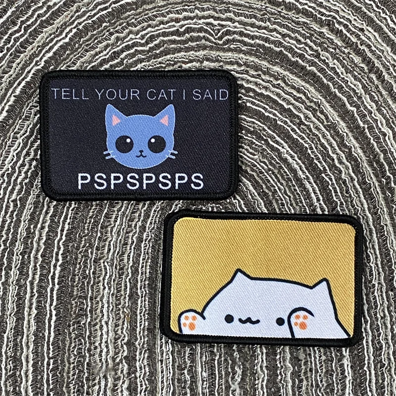 Tell Your Cat I Said Pspspsps Printed Patch Cute Cartoon Cat Badge Hook ...