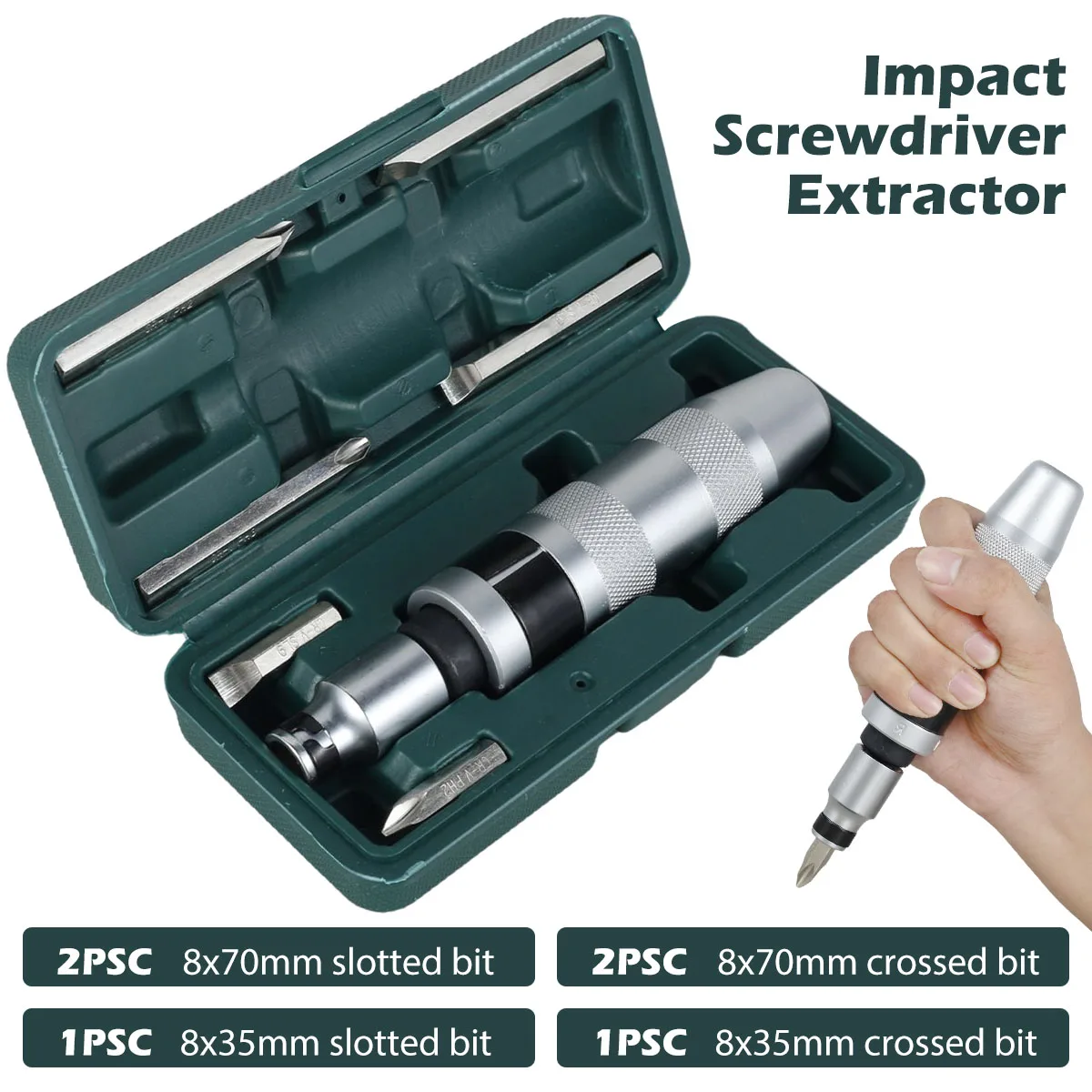 7Pcs Impact Screwdriver Set Shock Screw Bits Metal Shock Screw Driver ...