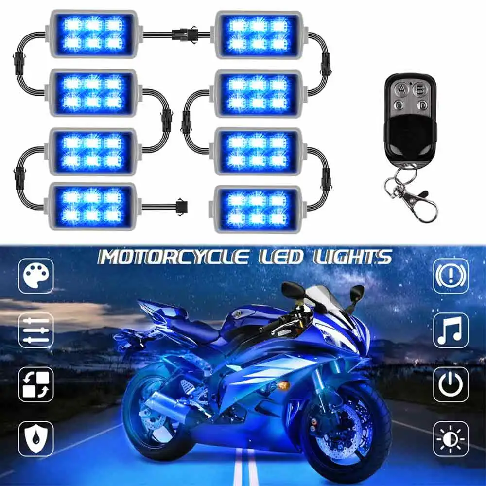 4-6-8-10-Pods-Motorcycle-LED-Rock-Lights-RGB-Moto-Neon-Glow-Light-Strip ...