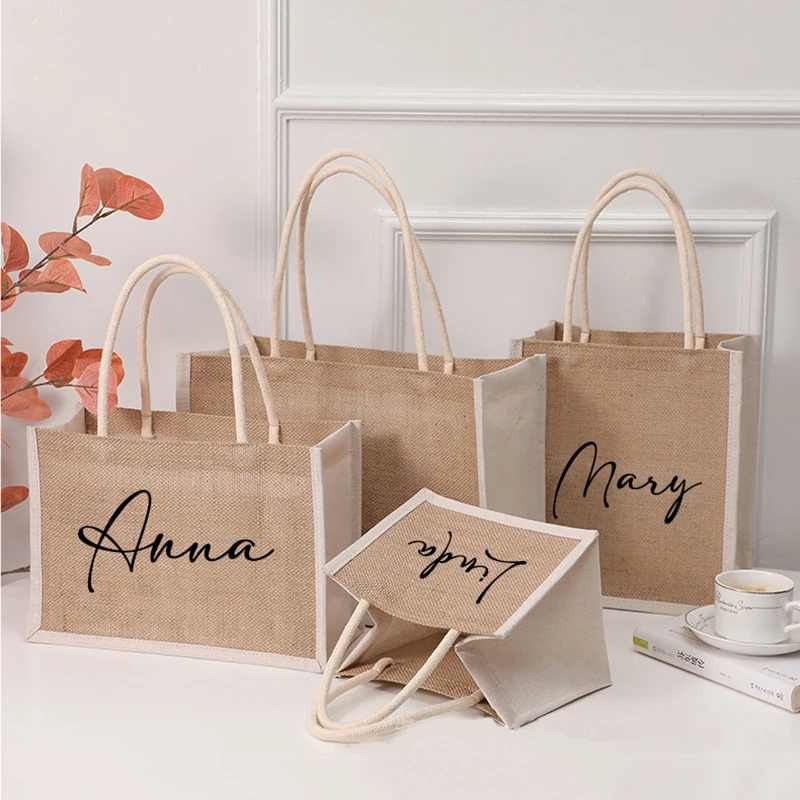 Custom-Name-Jute-Handbag-with-Name-Wedding-Bachelorette-Party ...