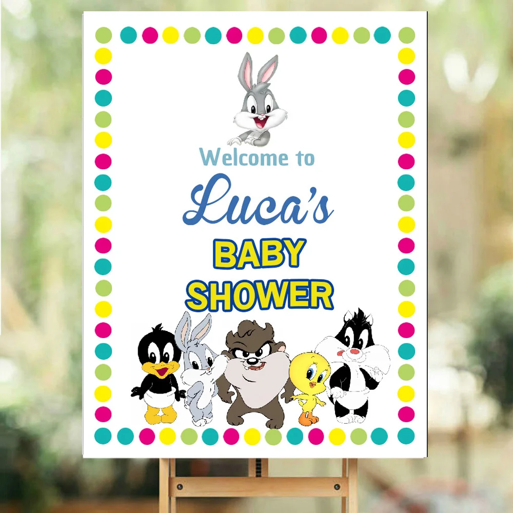 Custom-Baby-Shower-Welcome-Sign-Custom-Name-Lonney-tunes-Baby-Shower ...