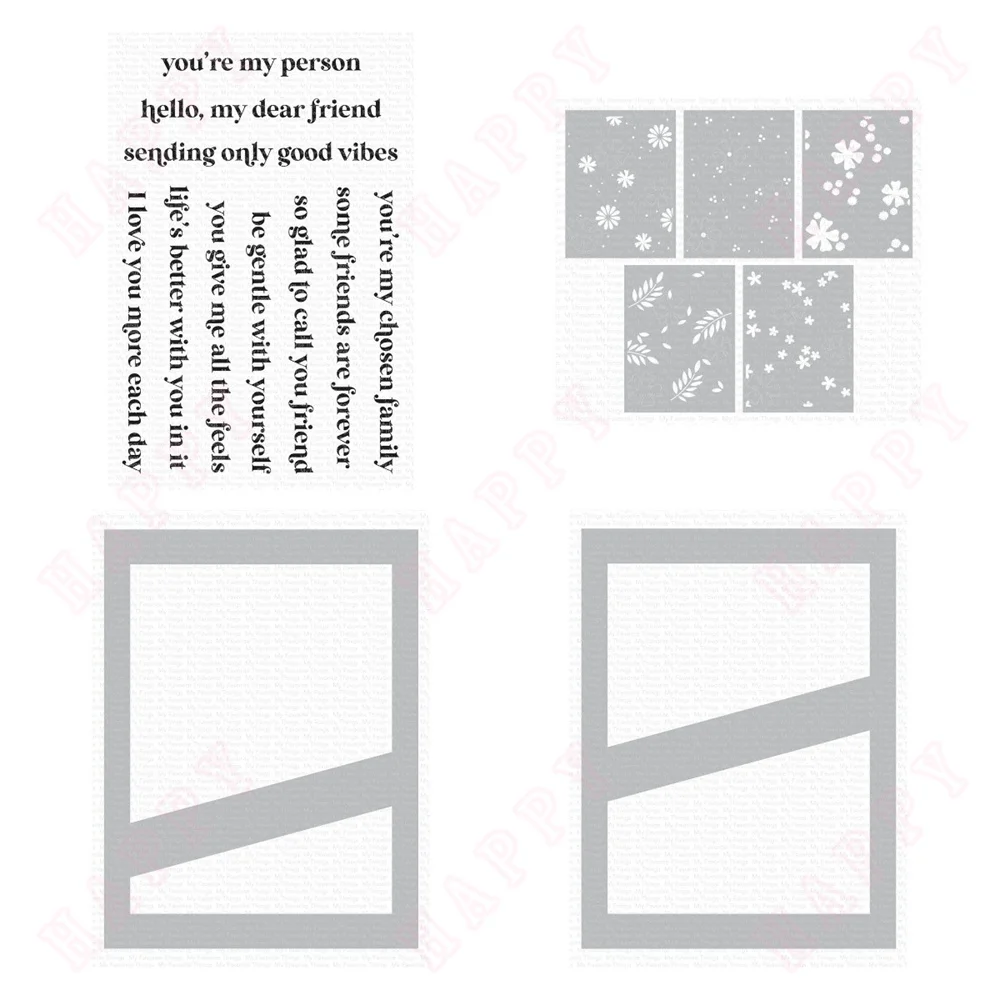 Friendly-Flowers-Stencil-Essential-Friendship-Messages-Stamps-Stencil ...