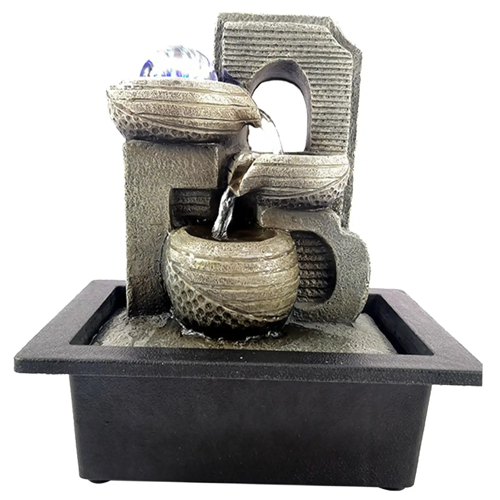 Indoor Tiered Column Tabletop Fountain Illuminated Relaxation Mini ...