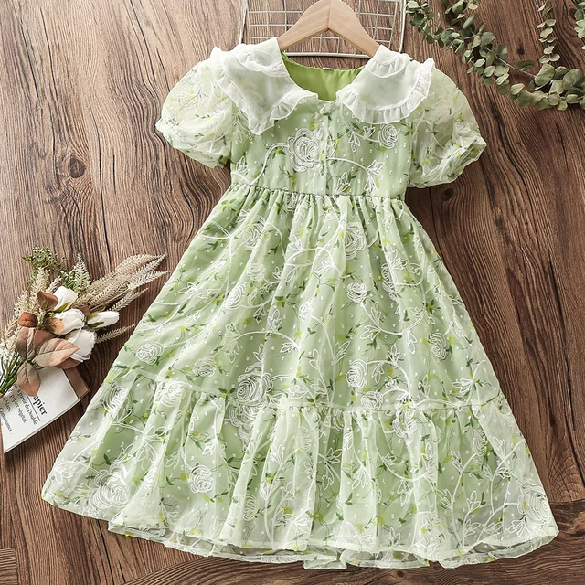 Kids Princess Dresses for Girls Outfits Short Sleeve Summer Floral ...