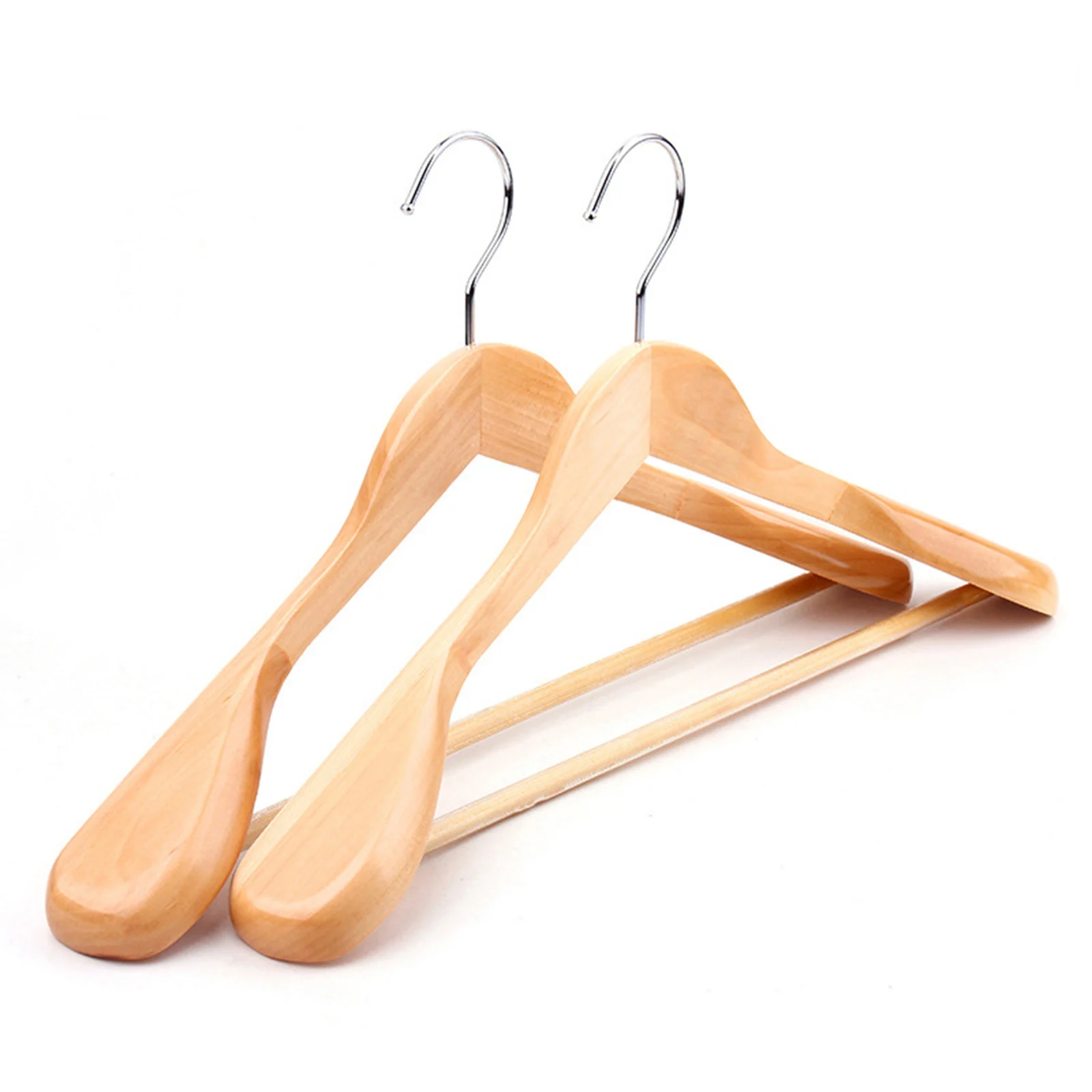2pcs wide shoulder solid wood suit hangers with smooth surface suitable ...