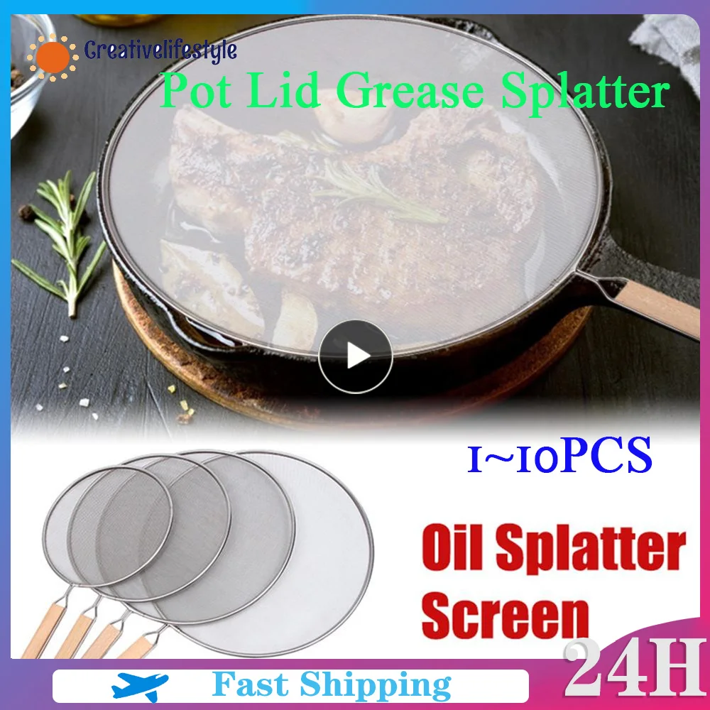 1-10PCS-21-25cm-29cm-33cm-Stainless-Steel-Splatter-Screen-Mesh-Pot-Lid ...