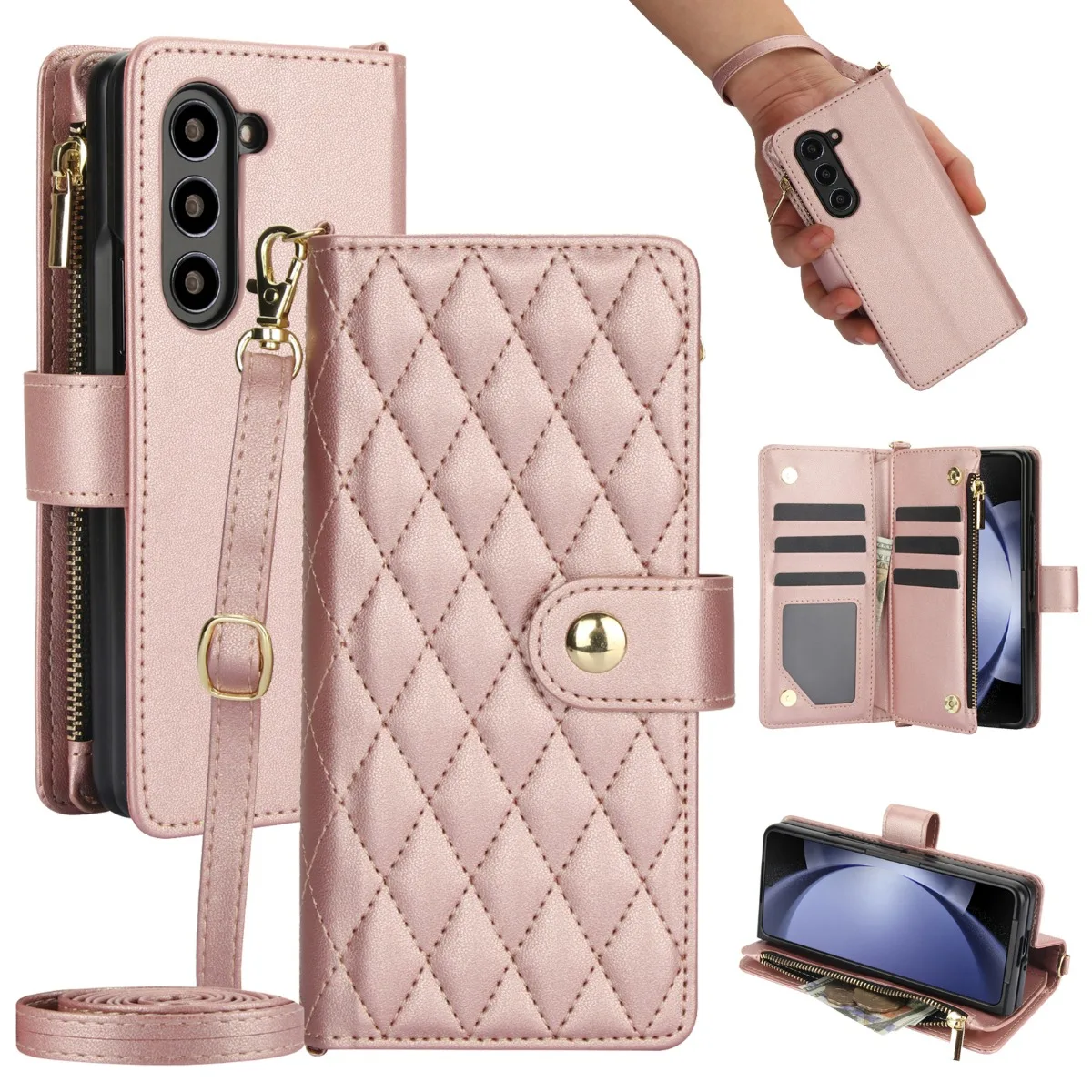 Wrist Strap Wallet with Card Holder Phone Case for Samsung Galaxy Z ...