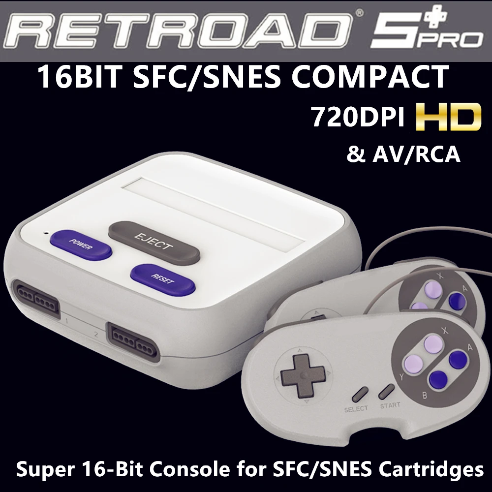 SFC/SNES 카트리지용 슈퍼 16 비트 컴팩트 콘솔, 레트로 하드웨어 시스템, 레트로 5 + PRO C51HD, 720DPI ...