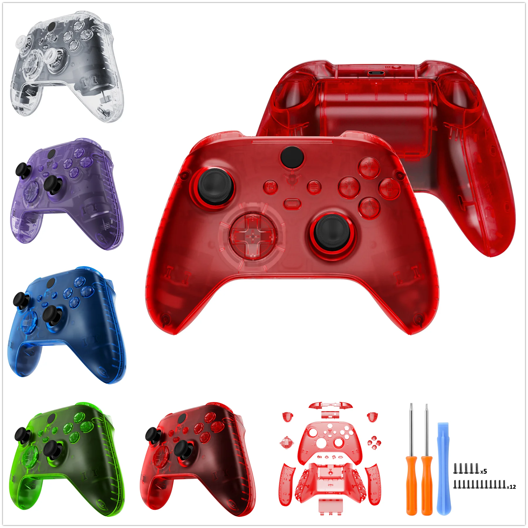 eXtremeRate-Replacement-Custom-Transparent-Controller-Full-Set-Housing ...