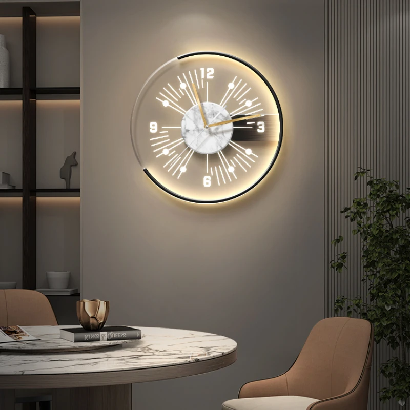 Modern-Design-Backlit-Clock-Wall-Lamp-Painting-Minimalist-Restaurant ...